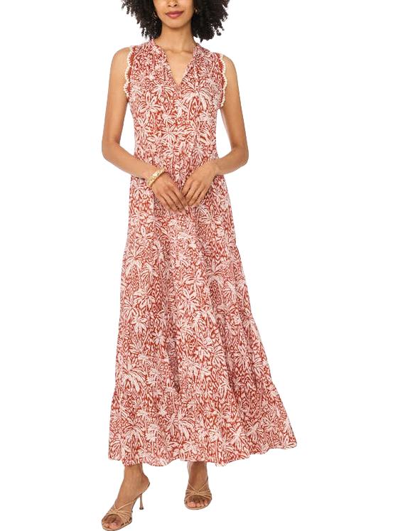 VINCE CAMUTO Vince Camuto Tie Neck Tiered Maxi Dress
